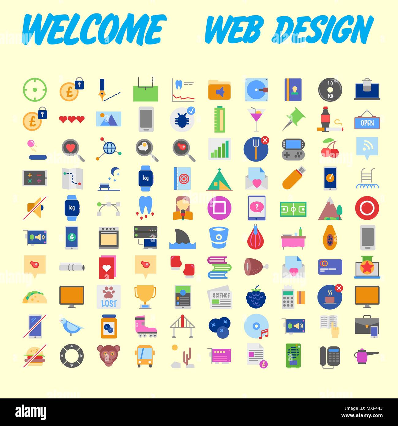 100 icon set. Trendy thin and simple icons for Web and Mobile. Light ...