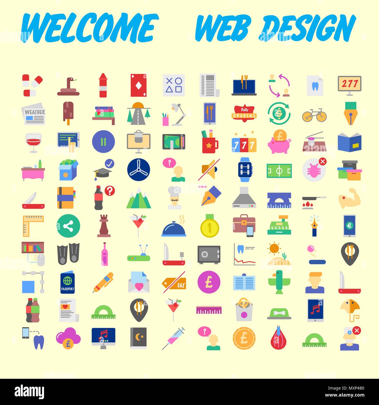 100 icon set. Trendy thin and simple icons for Web and Mobile. Light ...