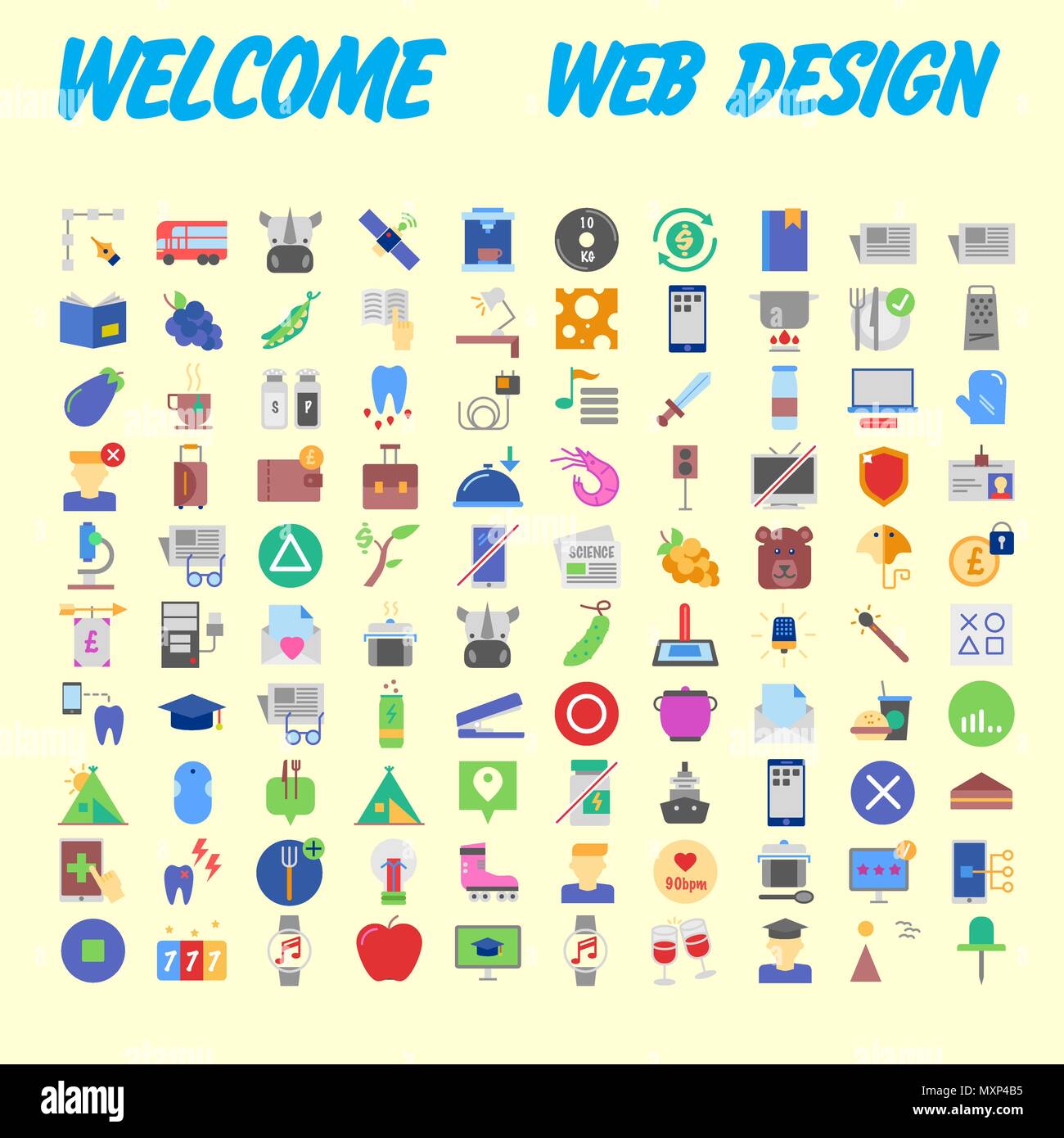 100 icon set. Trendy thin and simple icons for Web and Mobile. Light ...