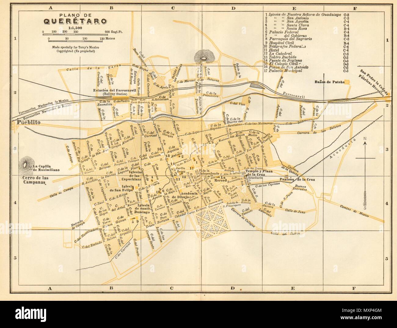 Plano de SANTIAGO DE QUERETARO, Mexico. Mapa de la ciudad. City/town ...