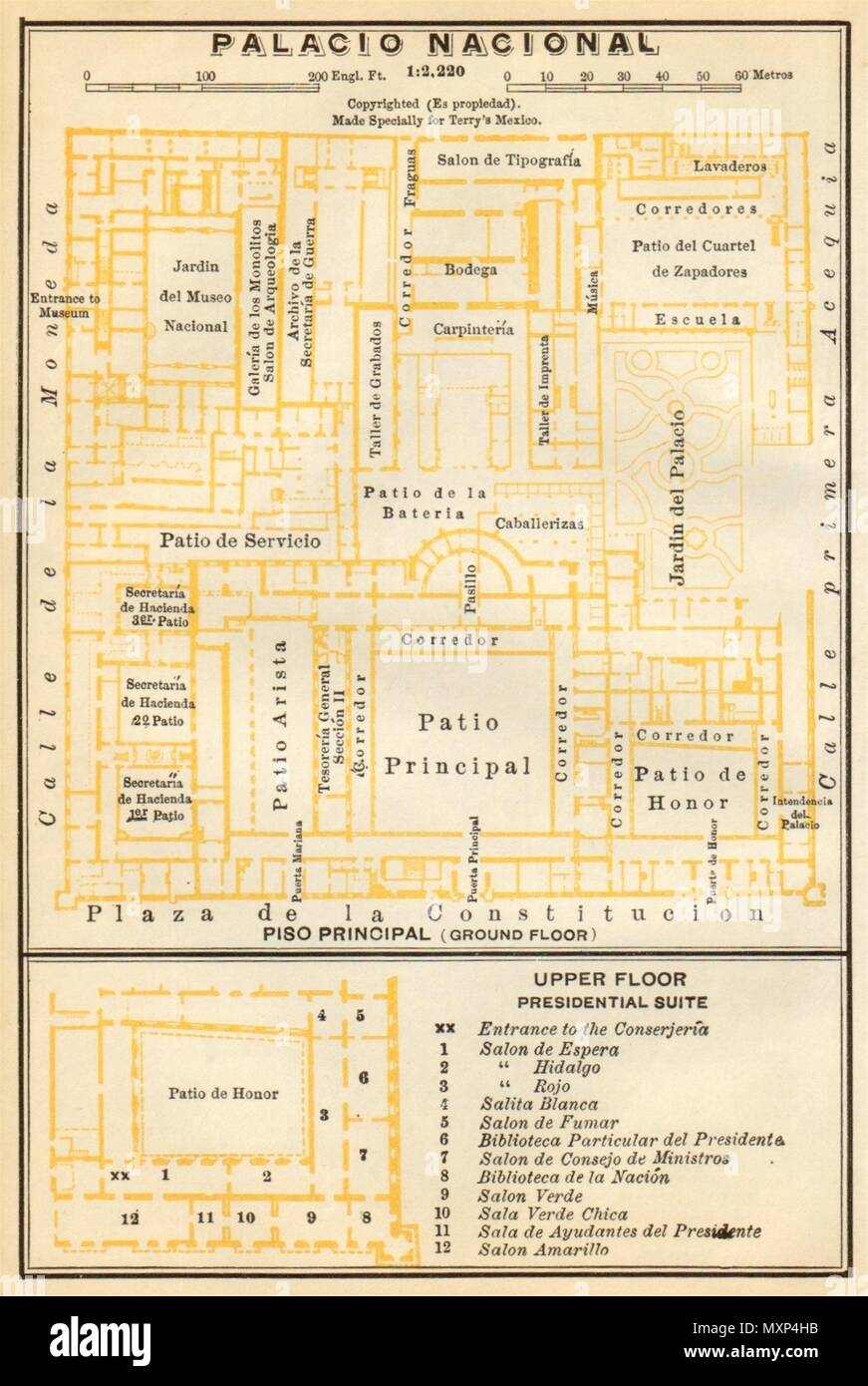 Palacio Nacional, Mexico City 1935 old vintage map plan chart Stock ...