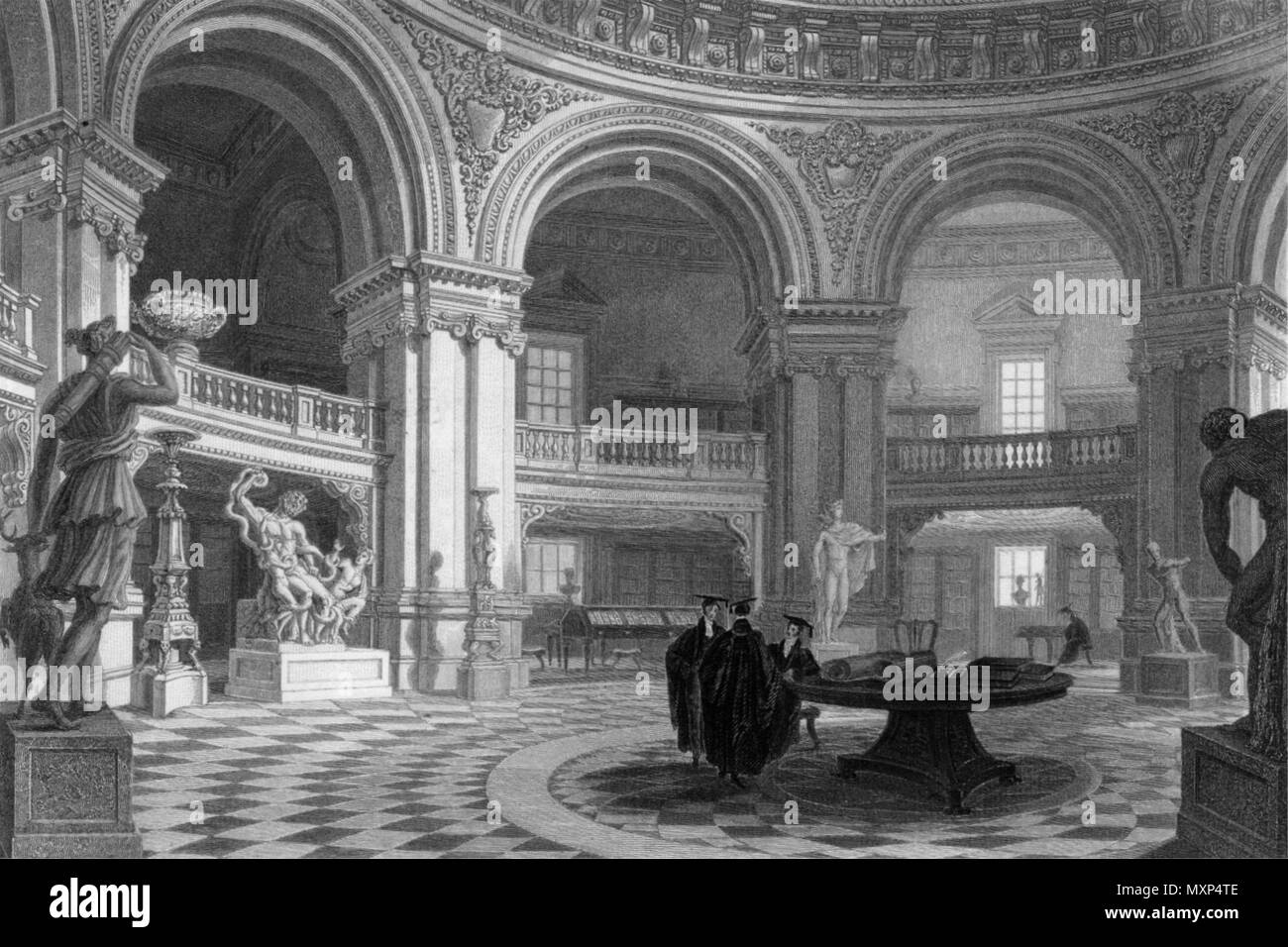 The Radcliffe Library, Oxford, by John Le Keux 1837 old antique print ...