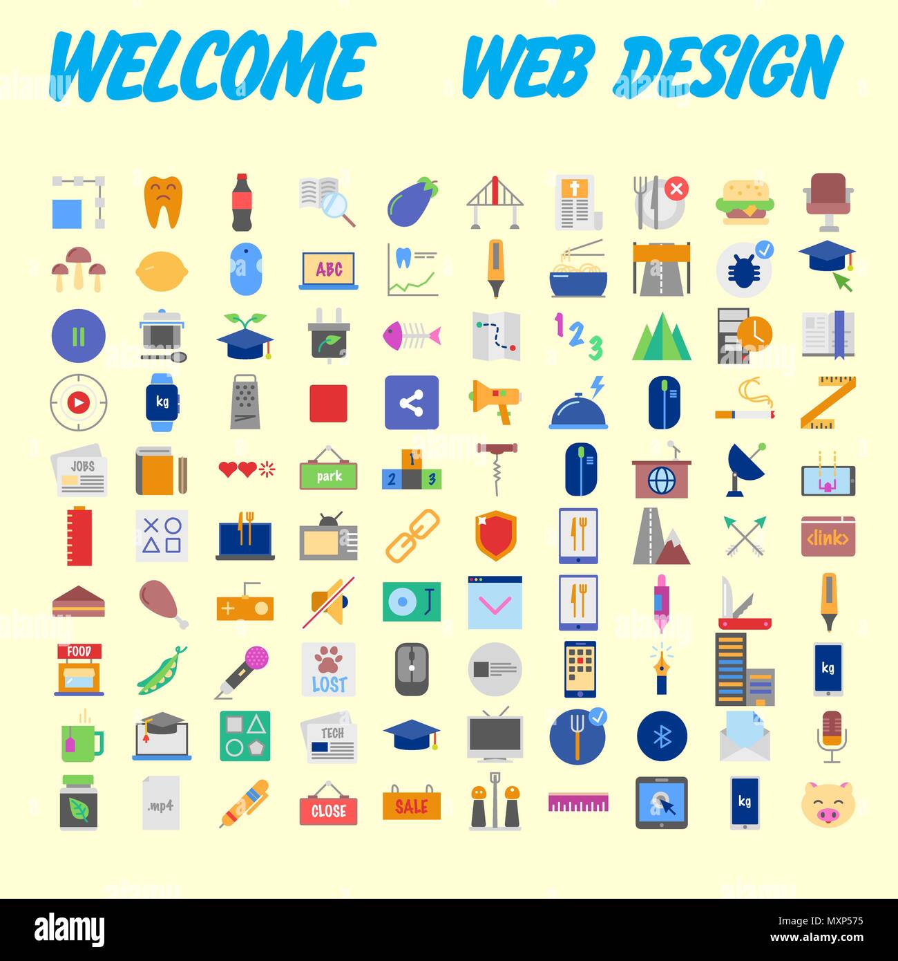 Icons online store. Base set in a flat style. multicolor on the color ...