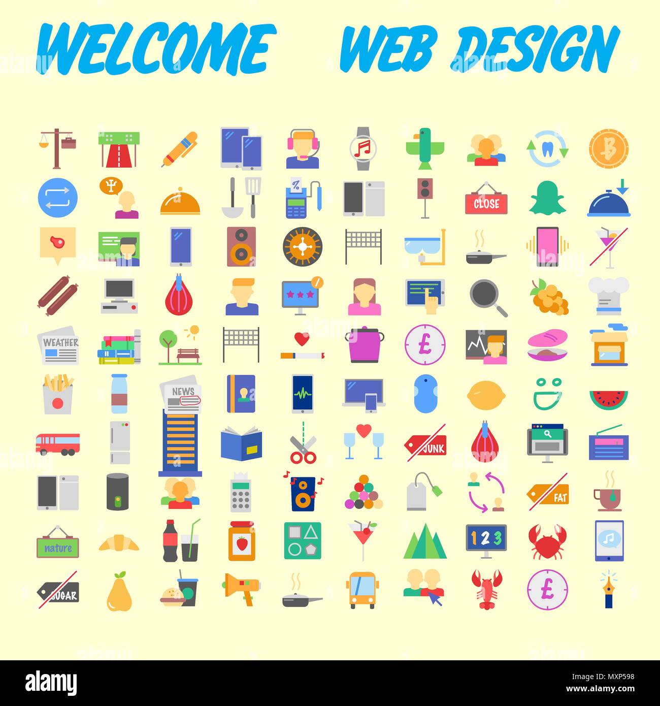 Icons online store. Base set in a flat style. multicolor on the color ...