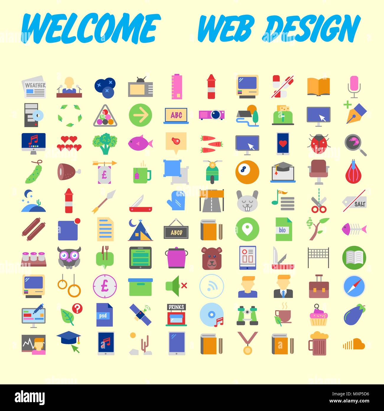 Icons online store. Base set in a flat style. multicolor on the color ...