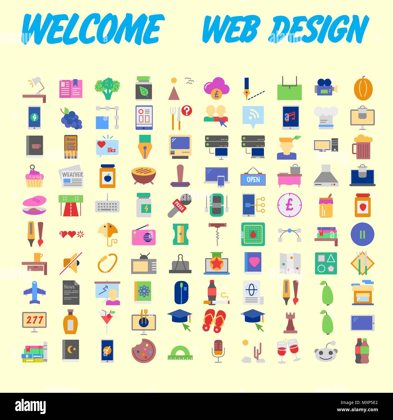 Icons online store. Base set in a flat style. multicolor on the color ...
