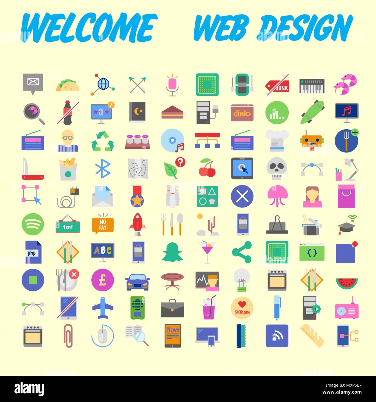 Icons online store. Base set in a flat style. multicolor on the color ...