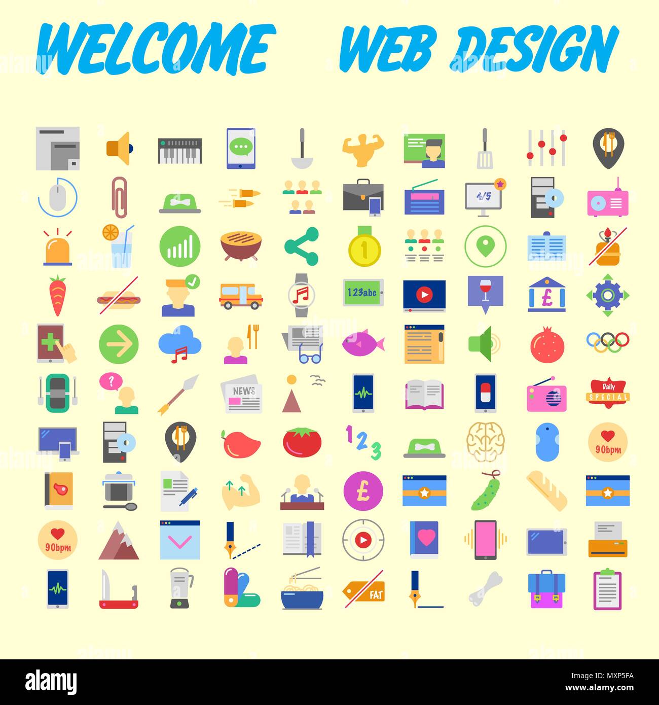 Icons online store. Base set in a flat style. multicolor on the color ...