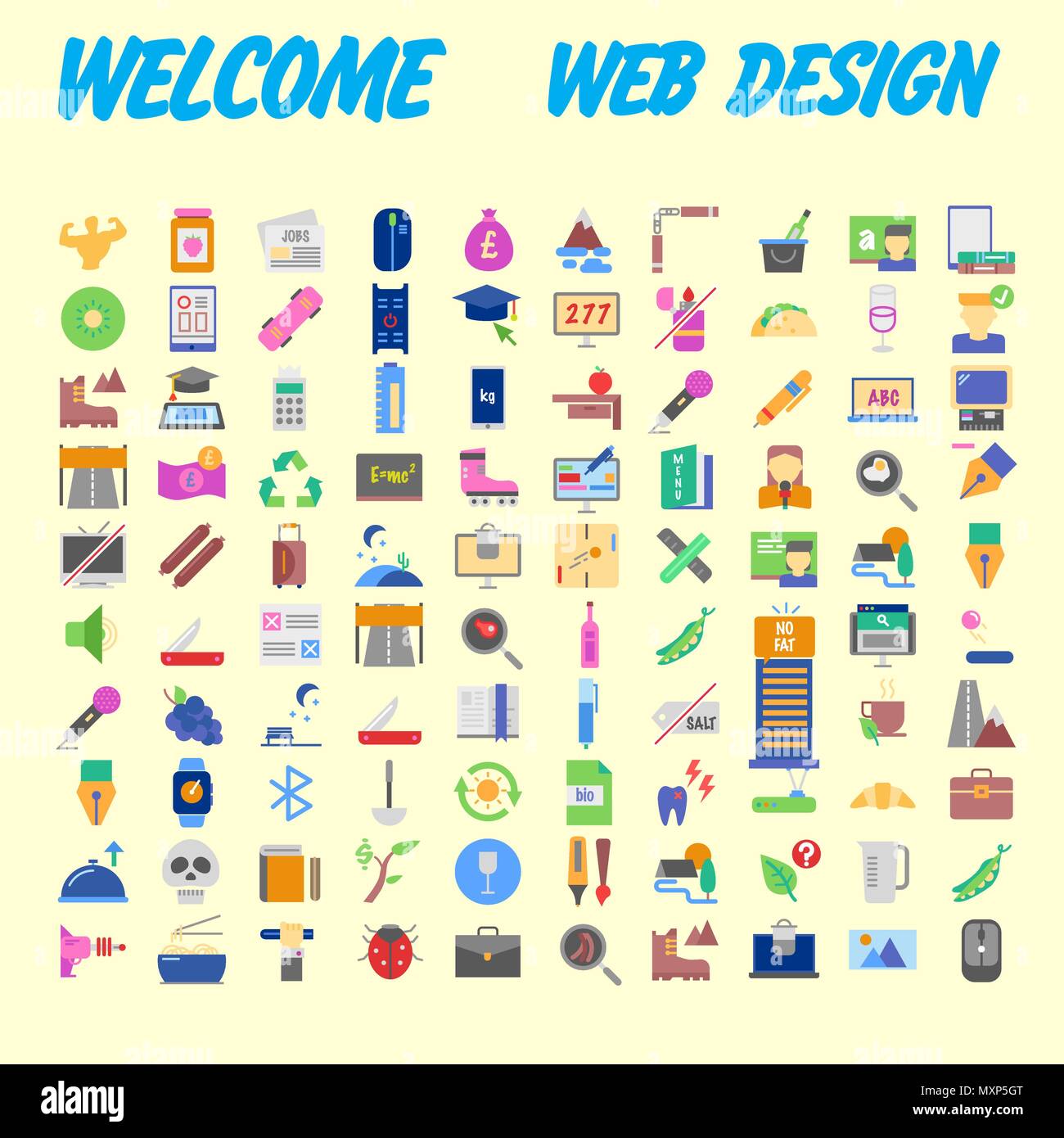 Icons online store. Base set in a flat style. multicolor on the color ...