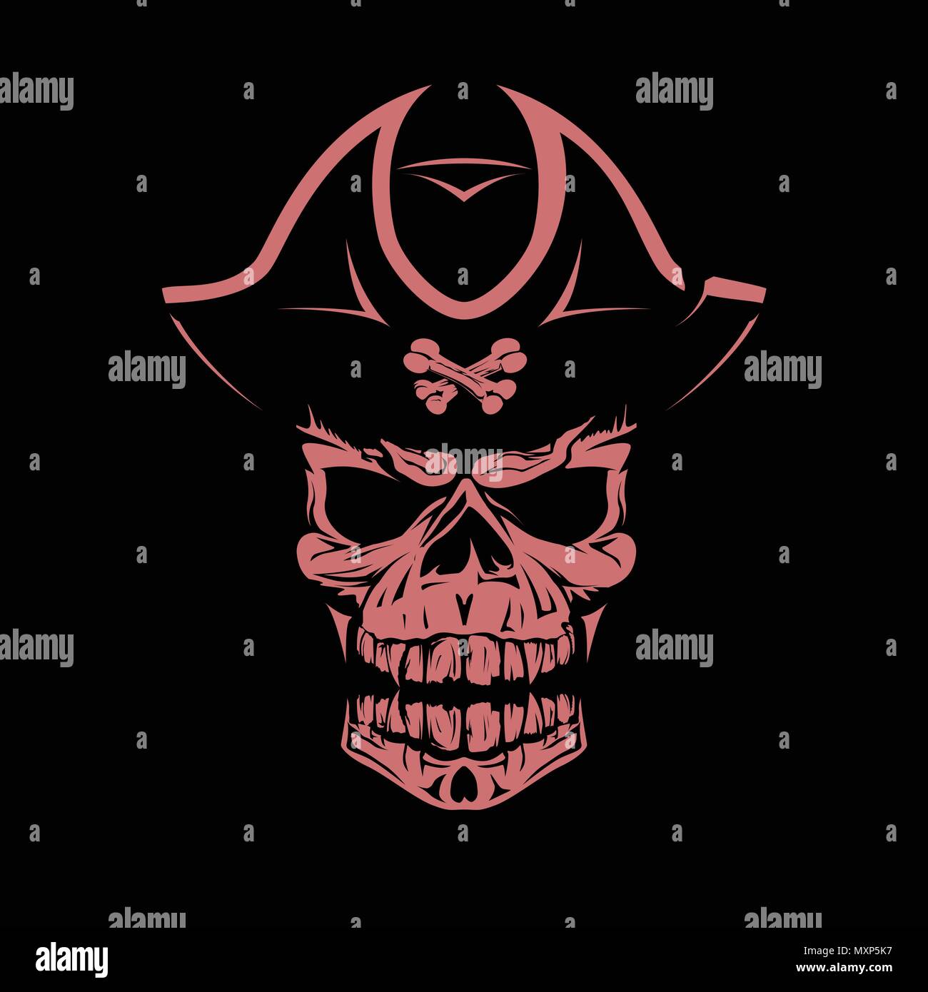 red angry pirate skull Stock Vector Image & Art - Alamy