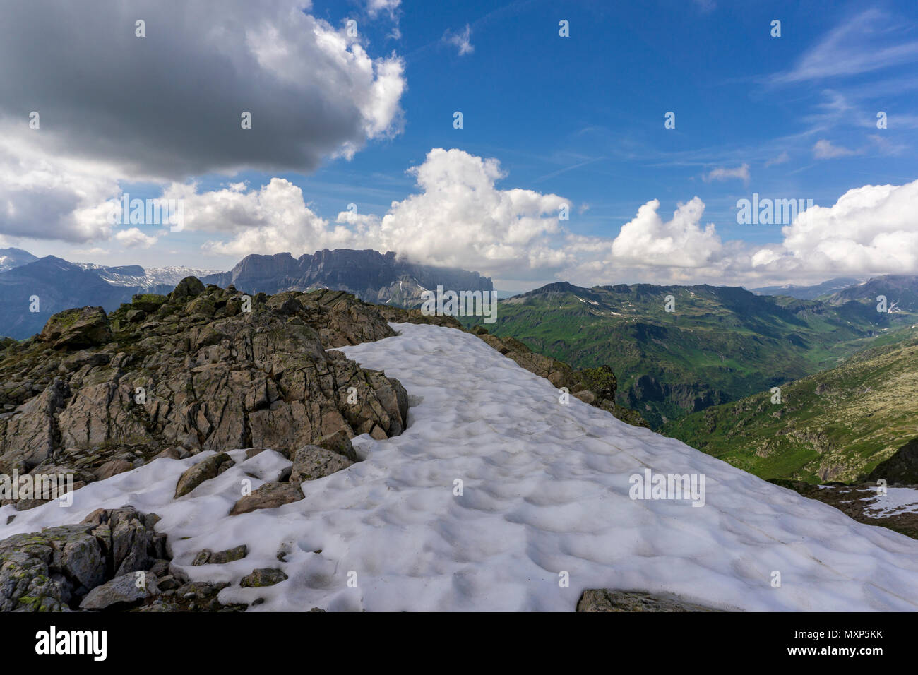 Beautiful Alpine view from the summit of Le Brevent. France Stock Photo ...
