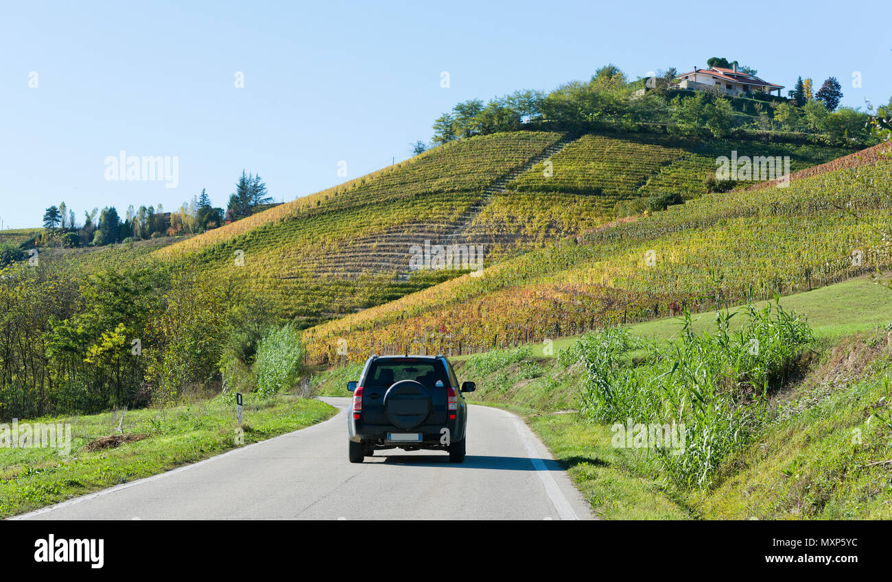 Italy, panorama of vineyards of Piedmont: Langhe-Roero and Monferrato ...