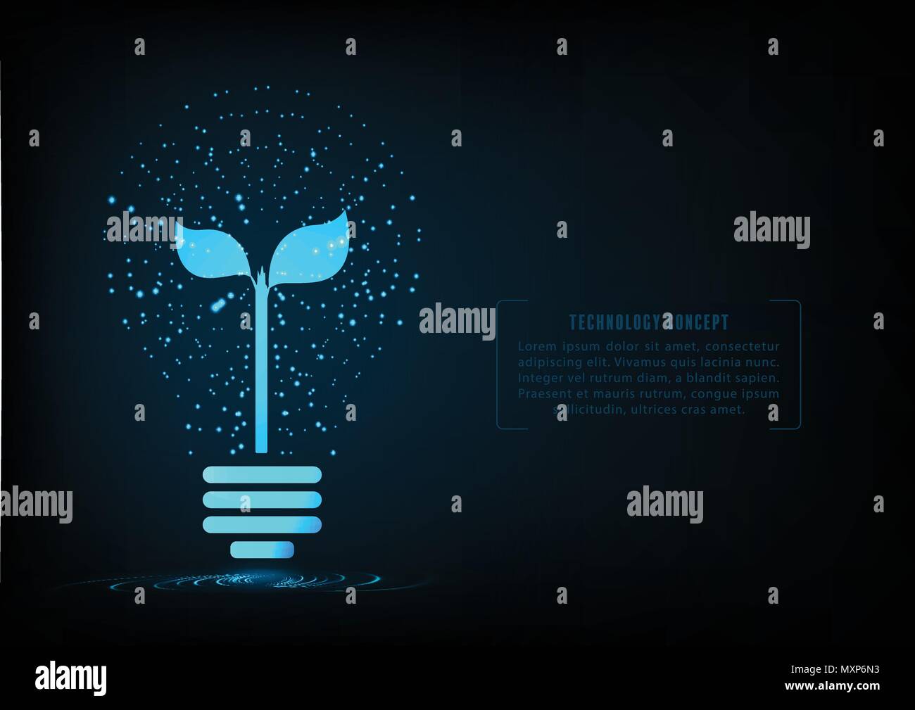 Abstract Plant Growing In shape Light Bulb Of Glowing Particles ...