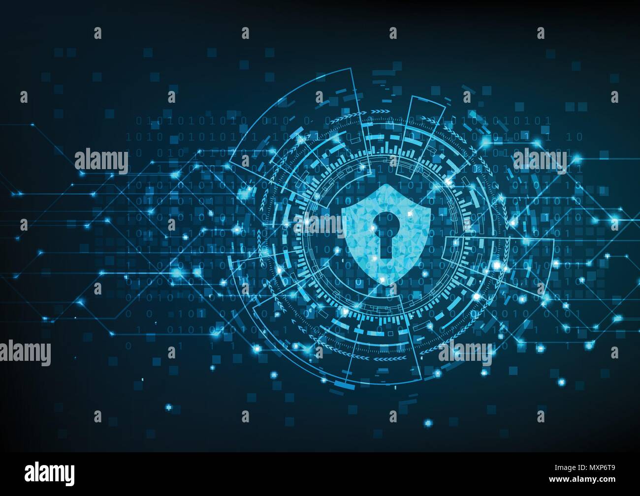 Cyber security concept: Shield With Keyhole icon on digital data background Stock Vector Image ...