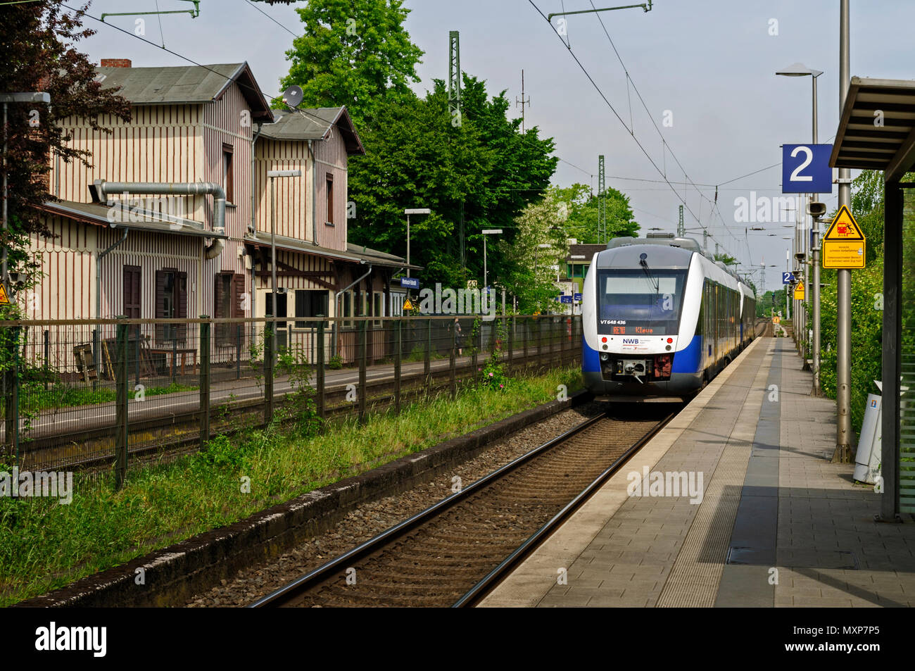 Meerbusch Osterath station with a commuter train, NRW., Germany Stock ...