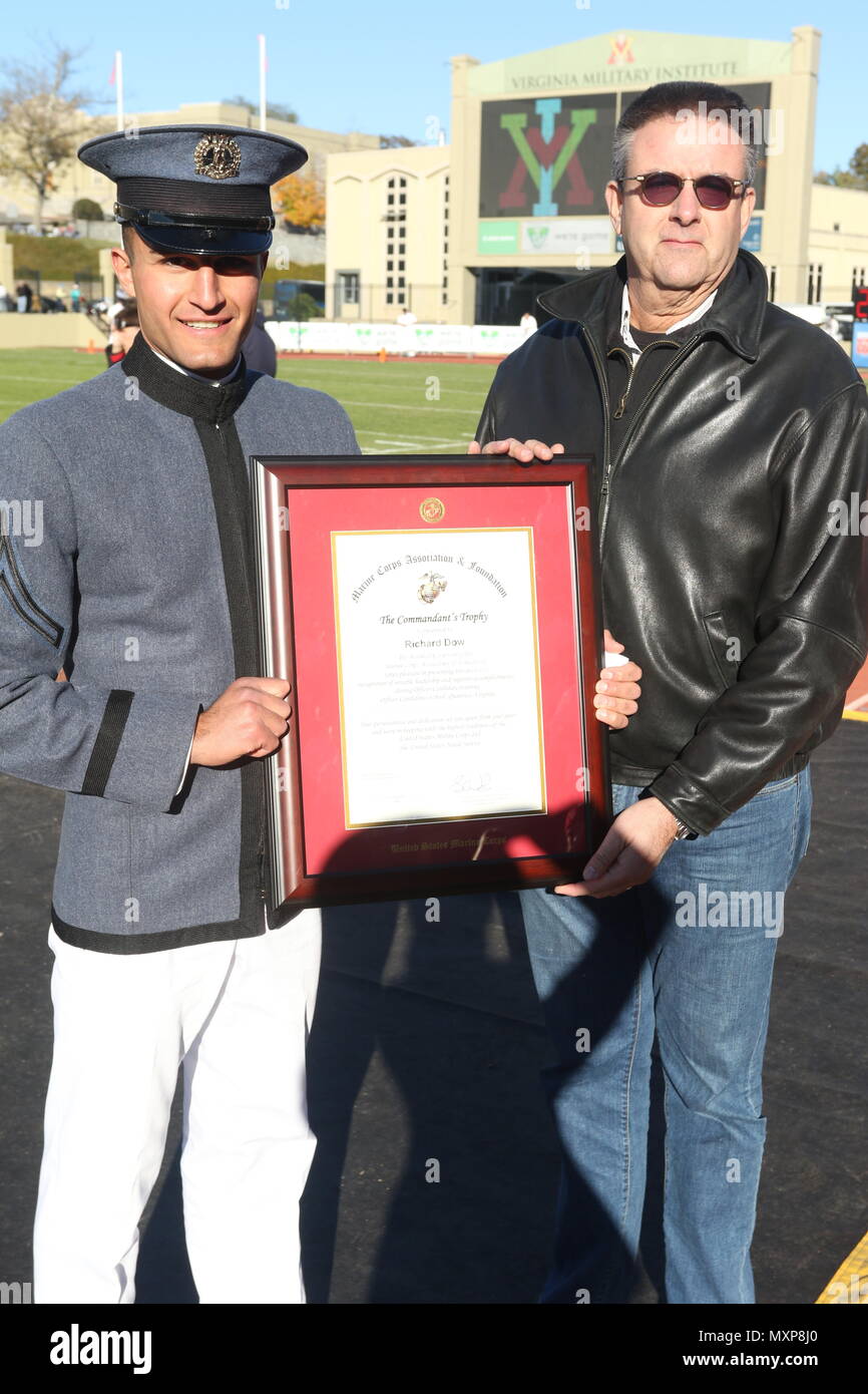 Cadet Richard C. Dow and presents his newly awarded Commandant’s Trophy ...