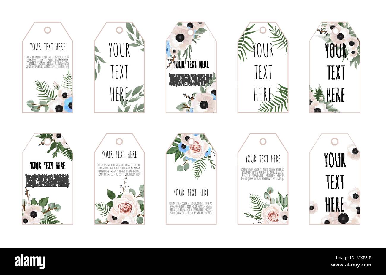 Price tags collection with flowers. Frame border with copy space Stock ...