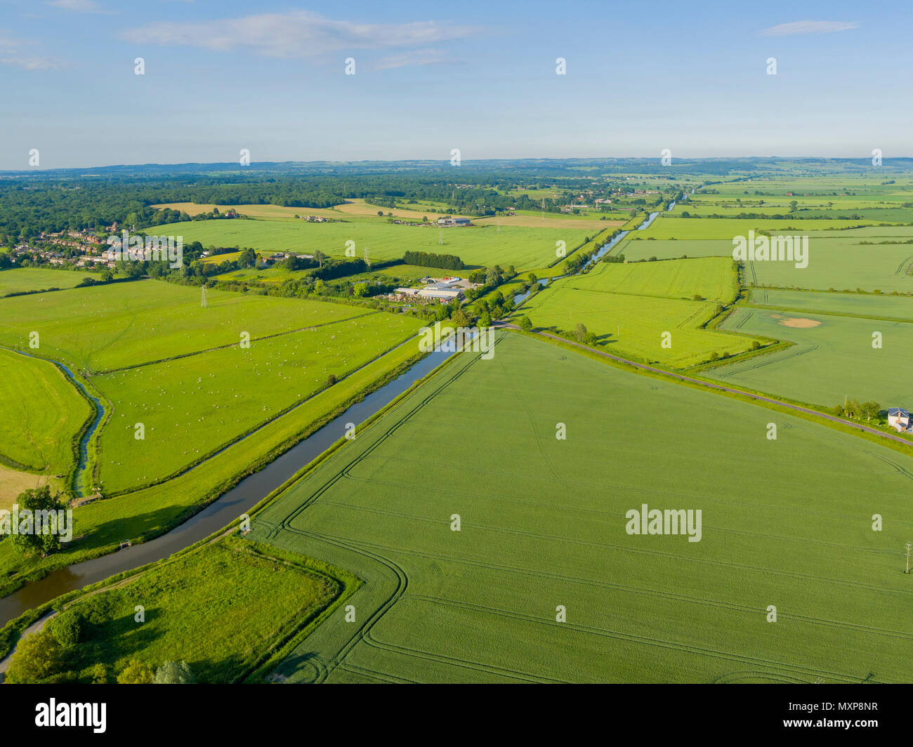 Aerial view of The Royal Military Canal, Hamstreet, Kent, UK Stock ...
