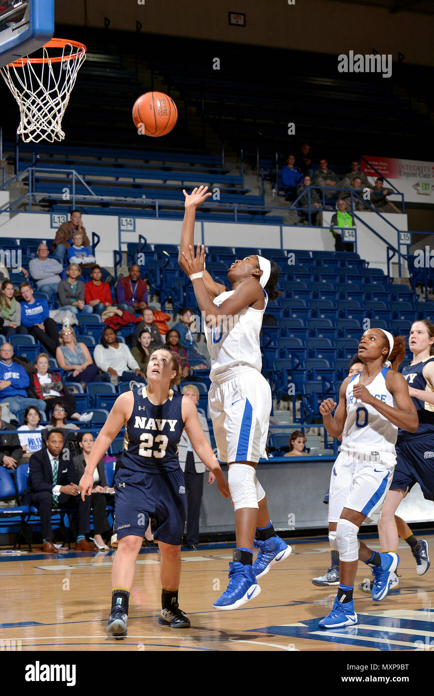 Vanessannah Itugbu, a sophomore, drives in for a layup as Air Force ...