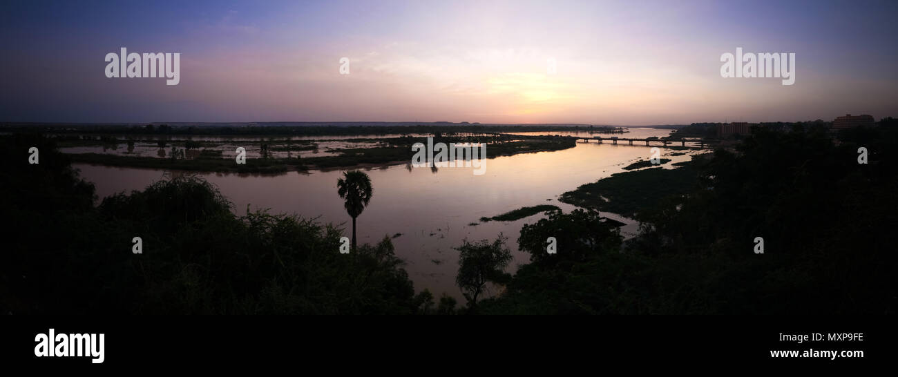 Aerial view to Niger river in Niamey at sunset, Niger Stock Photo - Alamy