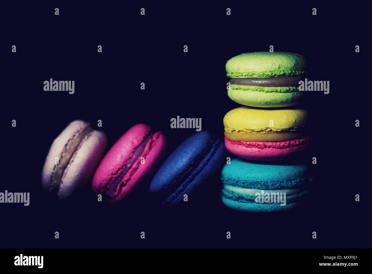 Beautiful colorful macaroons food photo close up Stock Photo - Alamy