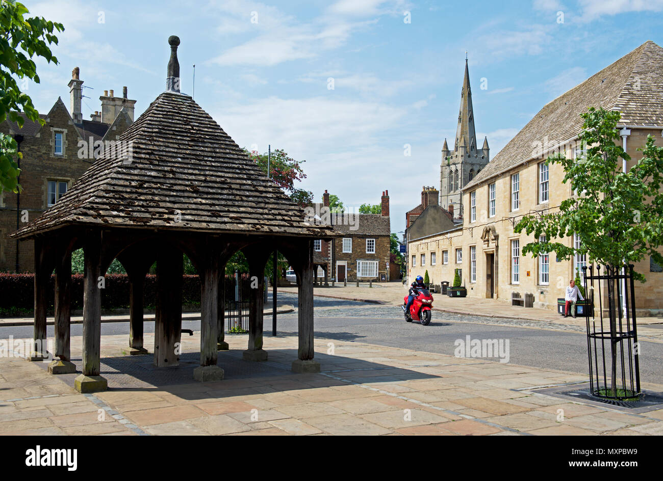 Motor cyclist in Oakham, Rutland, England UK Stock Photo - Alamy