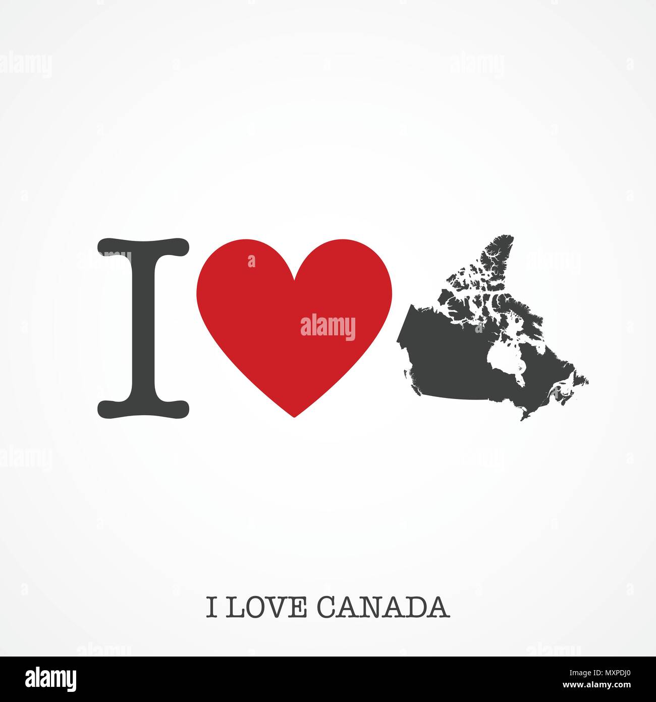 I love Canada. Heart shape national country map icon Stock Vector Image ...