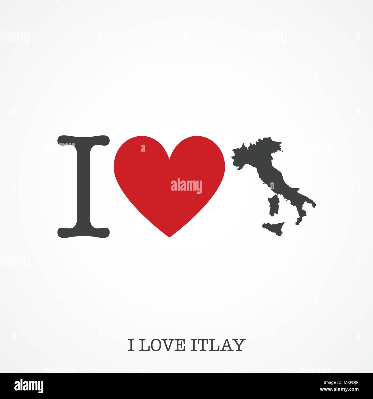 I love Italy. Heart shape national country map icon Stock Vector Image ...