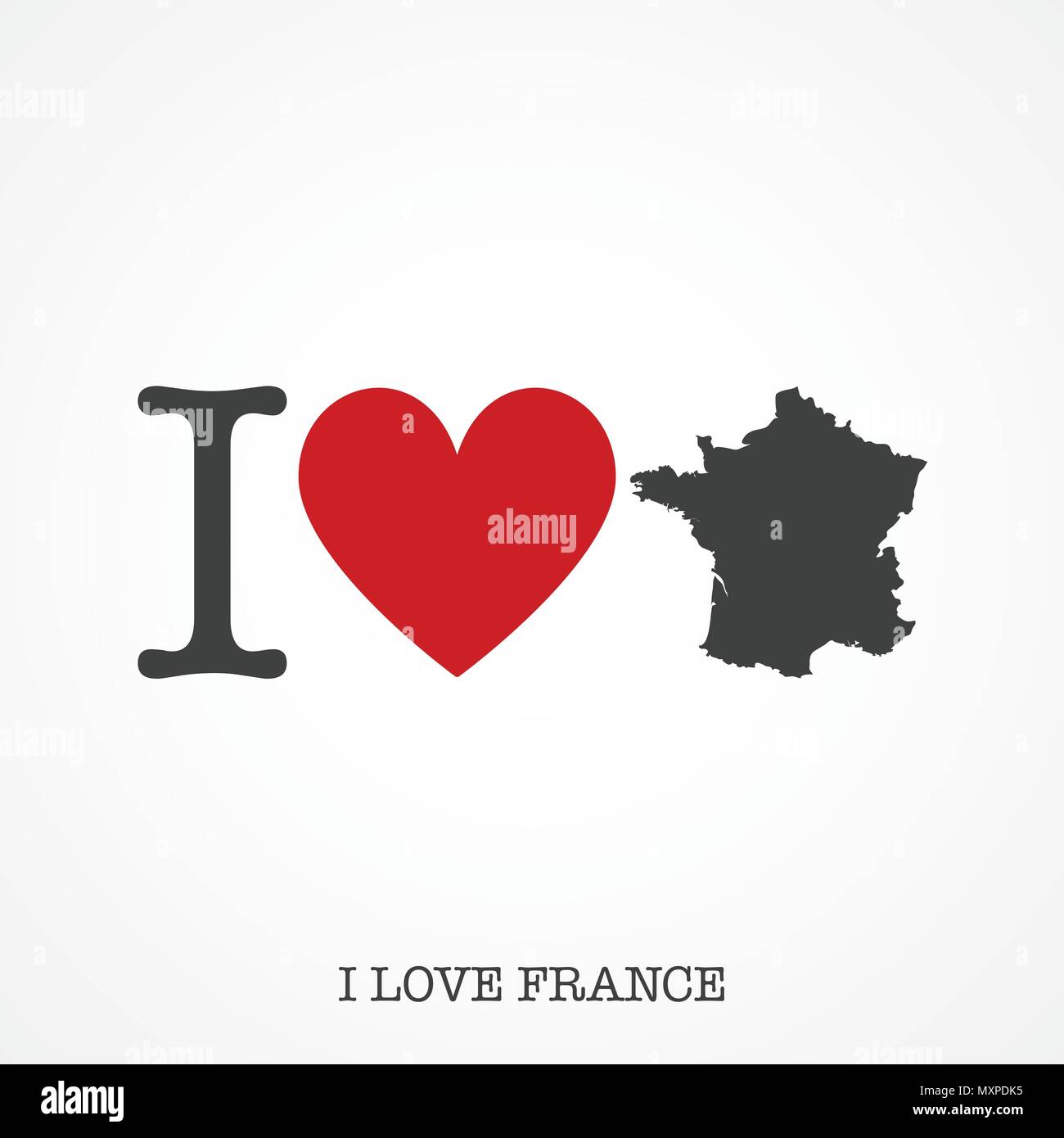 I love France. Heart shape national country map icon Stock Vector Image ...