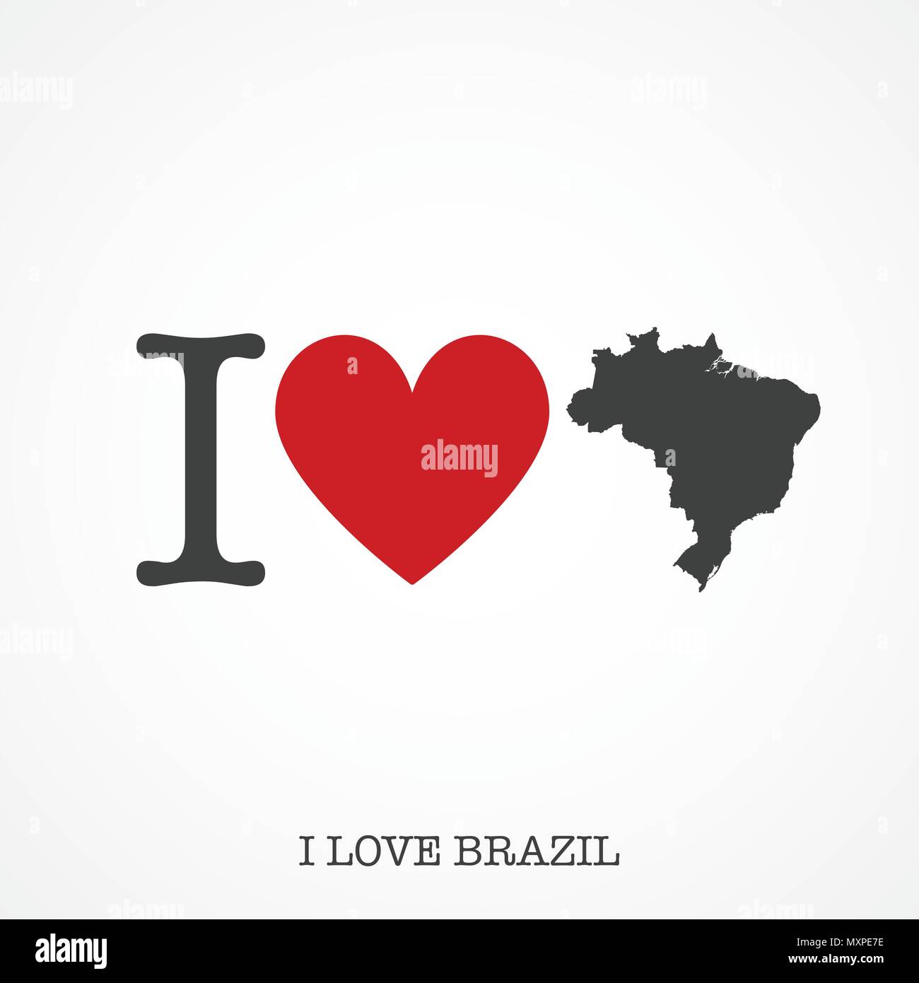 I love Brazil. Heart shape national country map icon Stock Vector Image ...