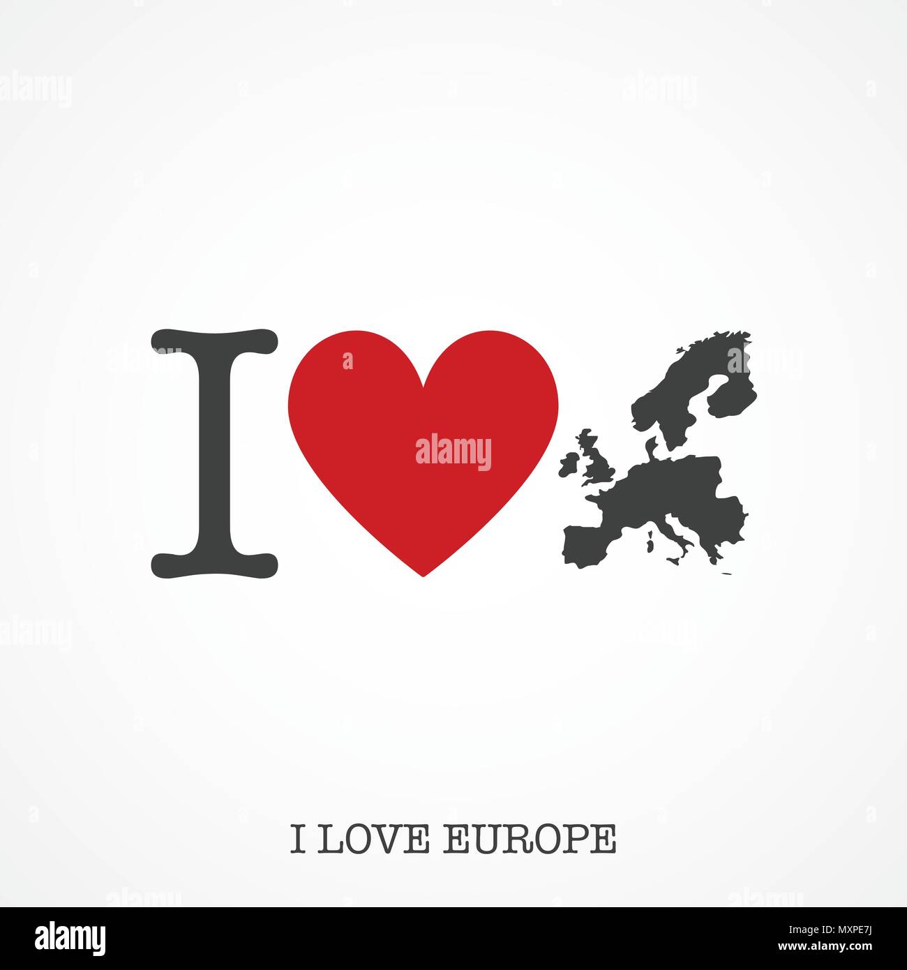 I love Europe. Heart shape national country map icon Stock Vector Image ...