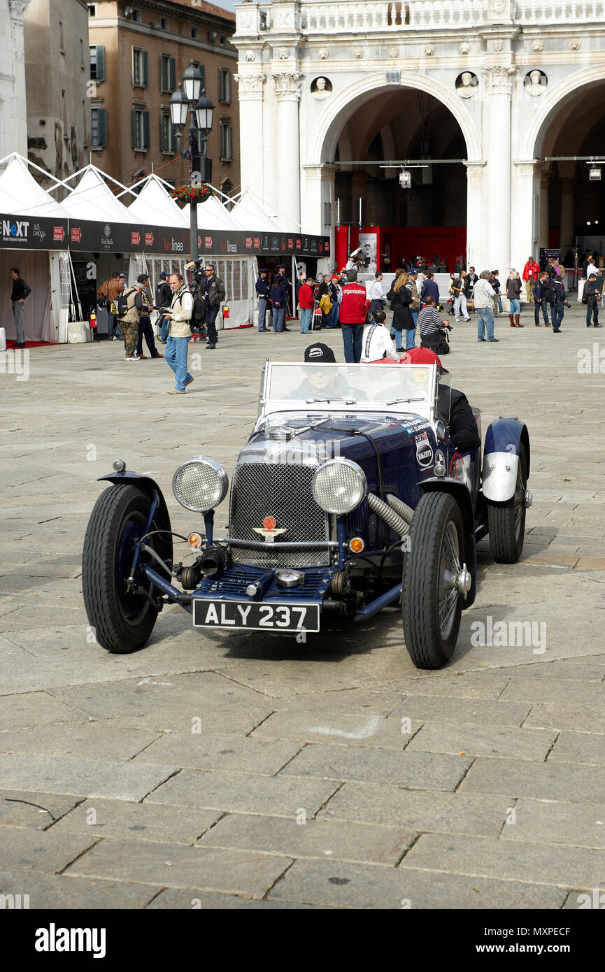 BRESCIA,ITALY - a Aston Martin Le Mans of 1933 at the puncing of Mille ...