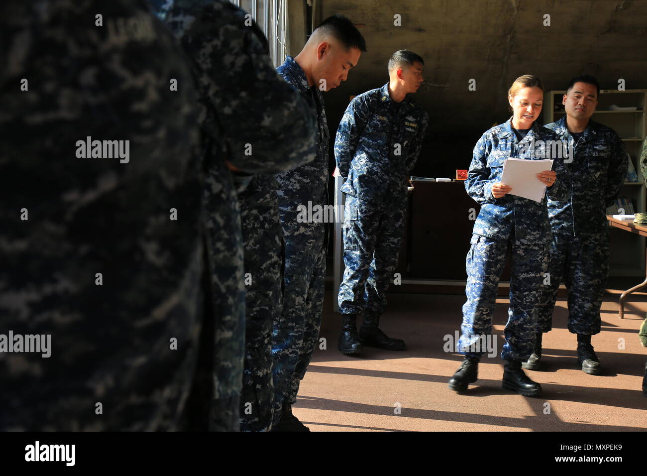 U.S. Navy Petty Officer First Class Angela Ramirez, with the Robert M ...