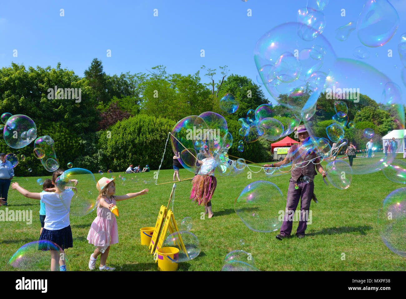 Bubblemania making soap bubbles to entertain the crowds at the annual ...