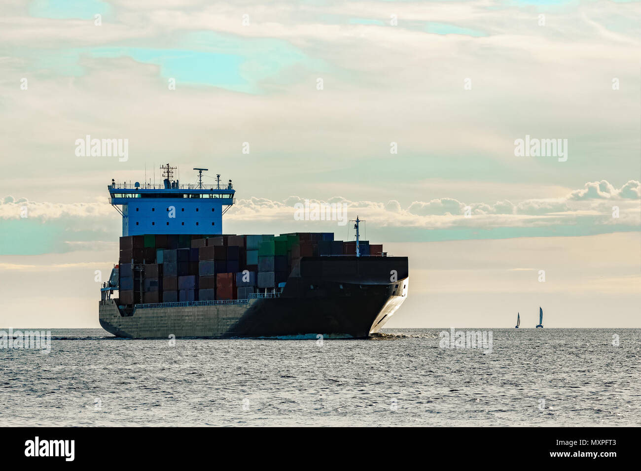 Black container ship. Global logistics and production transfer Stock ...