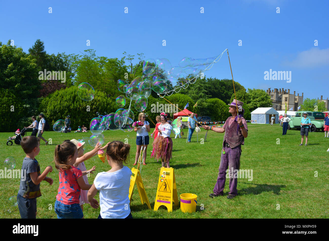 Bubblemania making soap bubbles to entertain the crowds at the annual ...