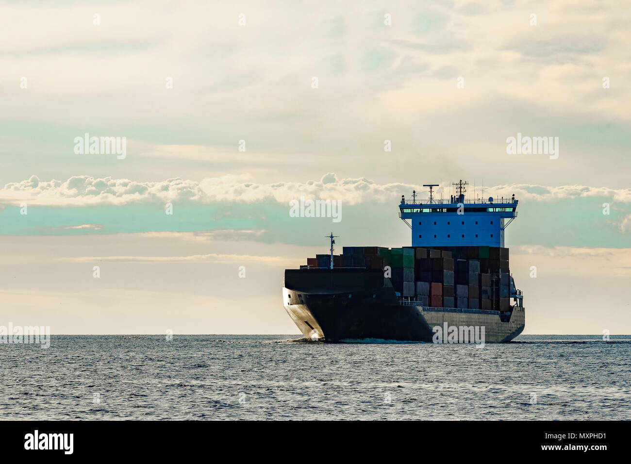Black container ship. Global logistics and production transfer Stock ...
