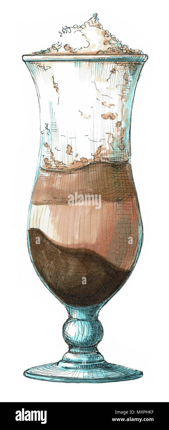 Sketch cocktail isolated on white background. Sketch of coffee cocktail ...