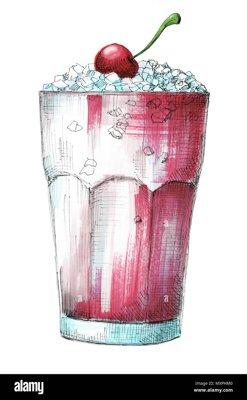 Sketch cocktail isolated on white background. Illustration drawn by ...