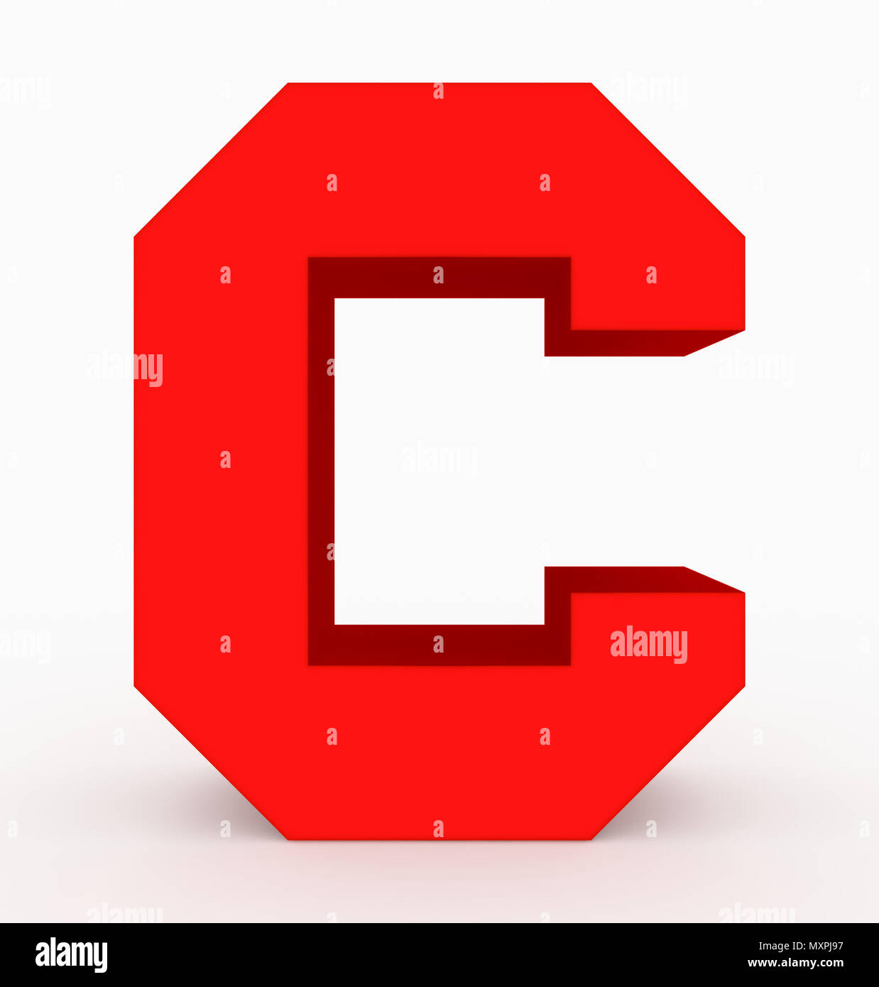 letter C 3d cubic red isolated on white - 3d rendering Stock Photo - Alamy