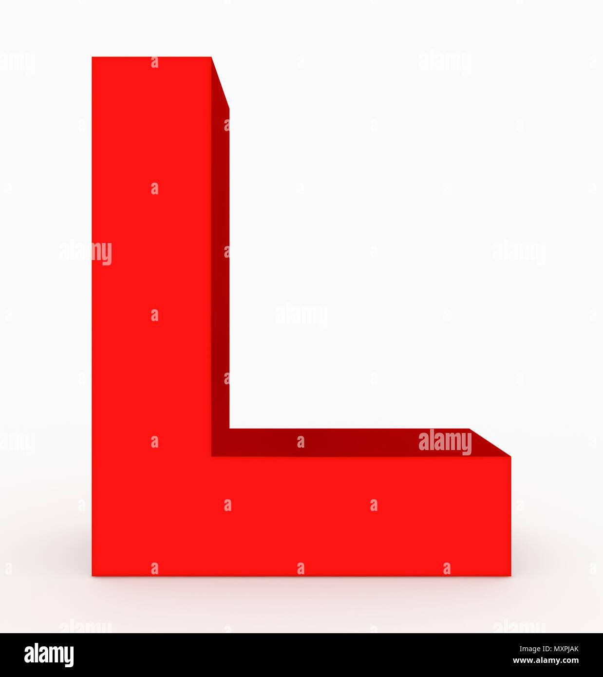 letter L 3d cubic red isolated on white - 3d rendering Stock Photo - Alamy