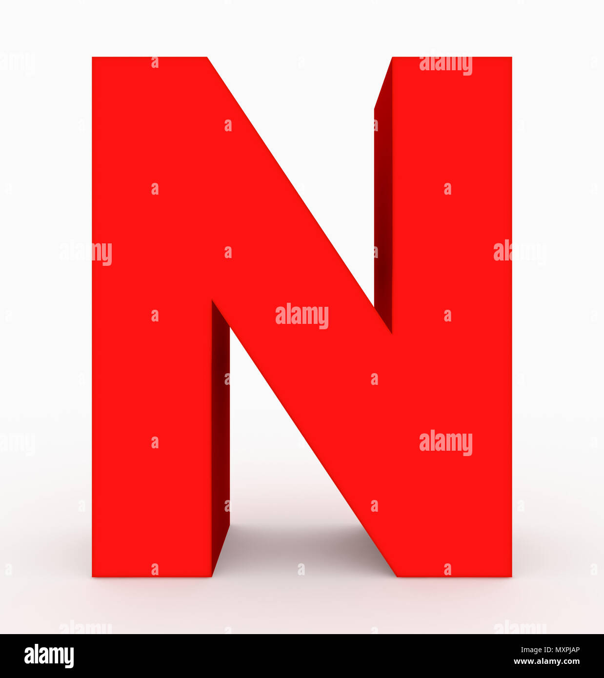 letter N 3d cubic red isolated on white - 3d rendering Stock Photo - Alamy