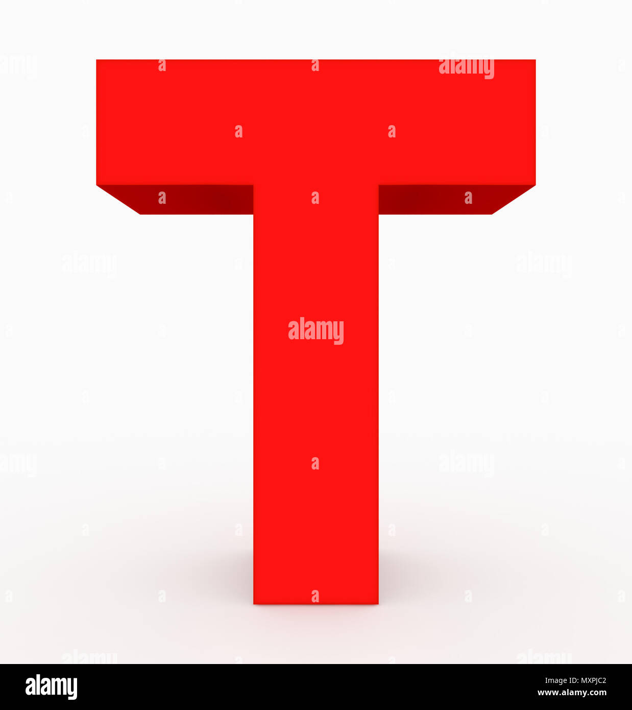 letter T 3d cubic red isolated on white - 3d rendering Stock Photo - Alamy