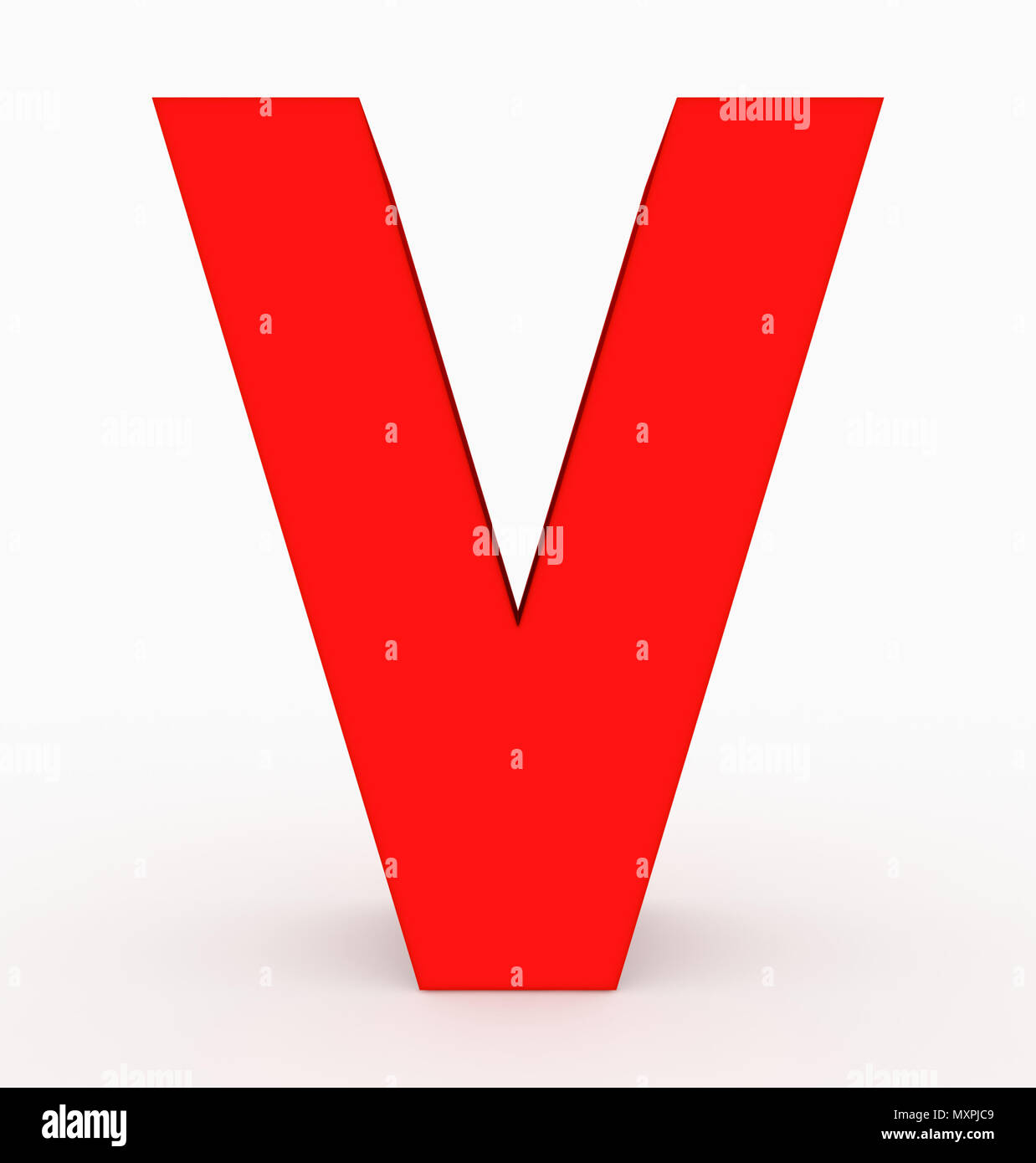 letter V 3d cubic red isolated on white - 3d rendering Stock Photo - Alamy