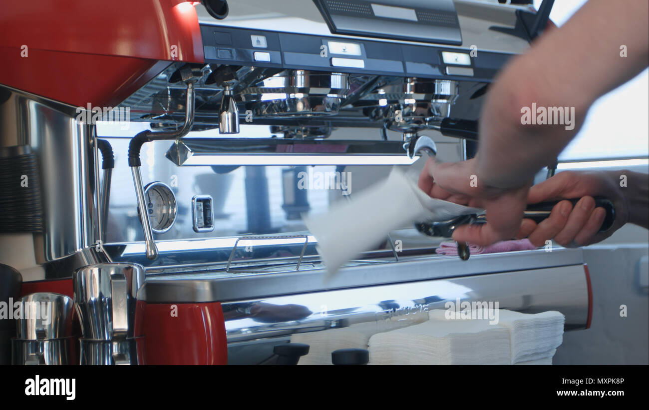 Barista using coffee machine hi-res stock photography and images - Alamy