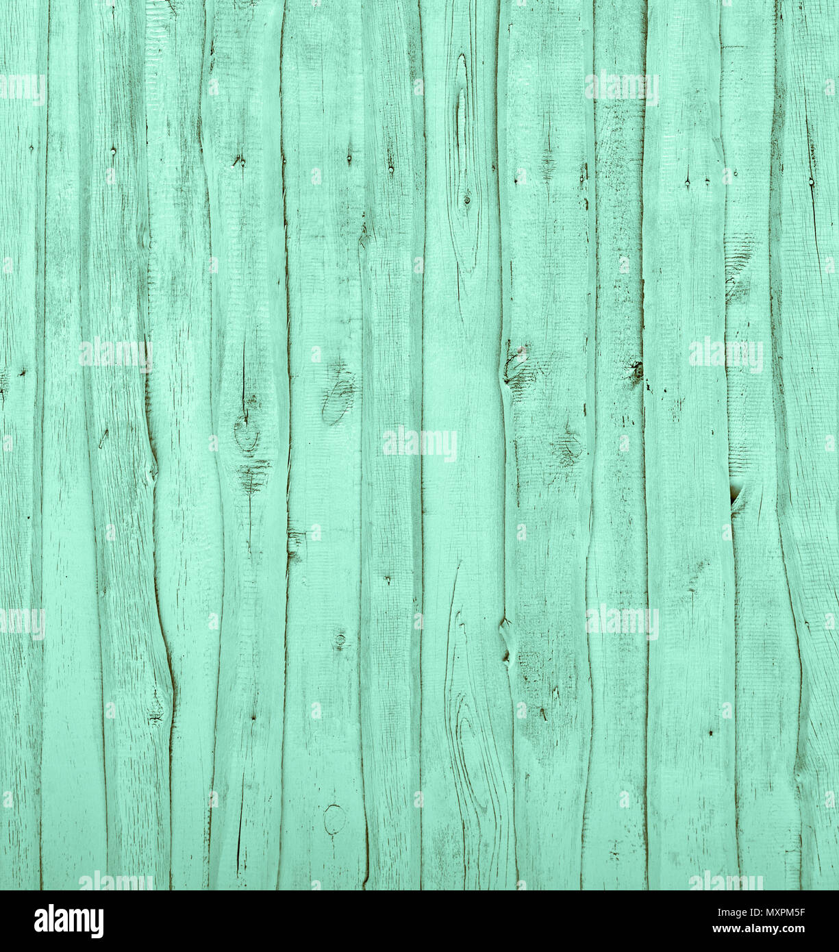 Green wooden wall with vertical planks. Close up of an old wooden fence ...