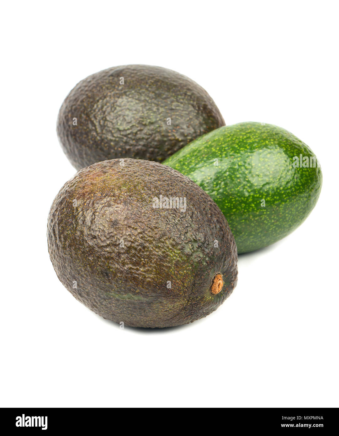 Three fresh fruit avocado on white background Stock Photo - Alamy