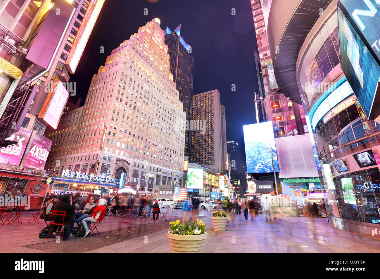 NEW YORK, USA - APRIL 12: The architecture of the famous Times Square ...