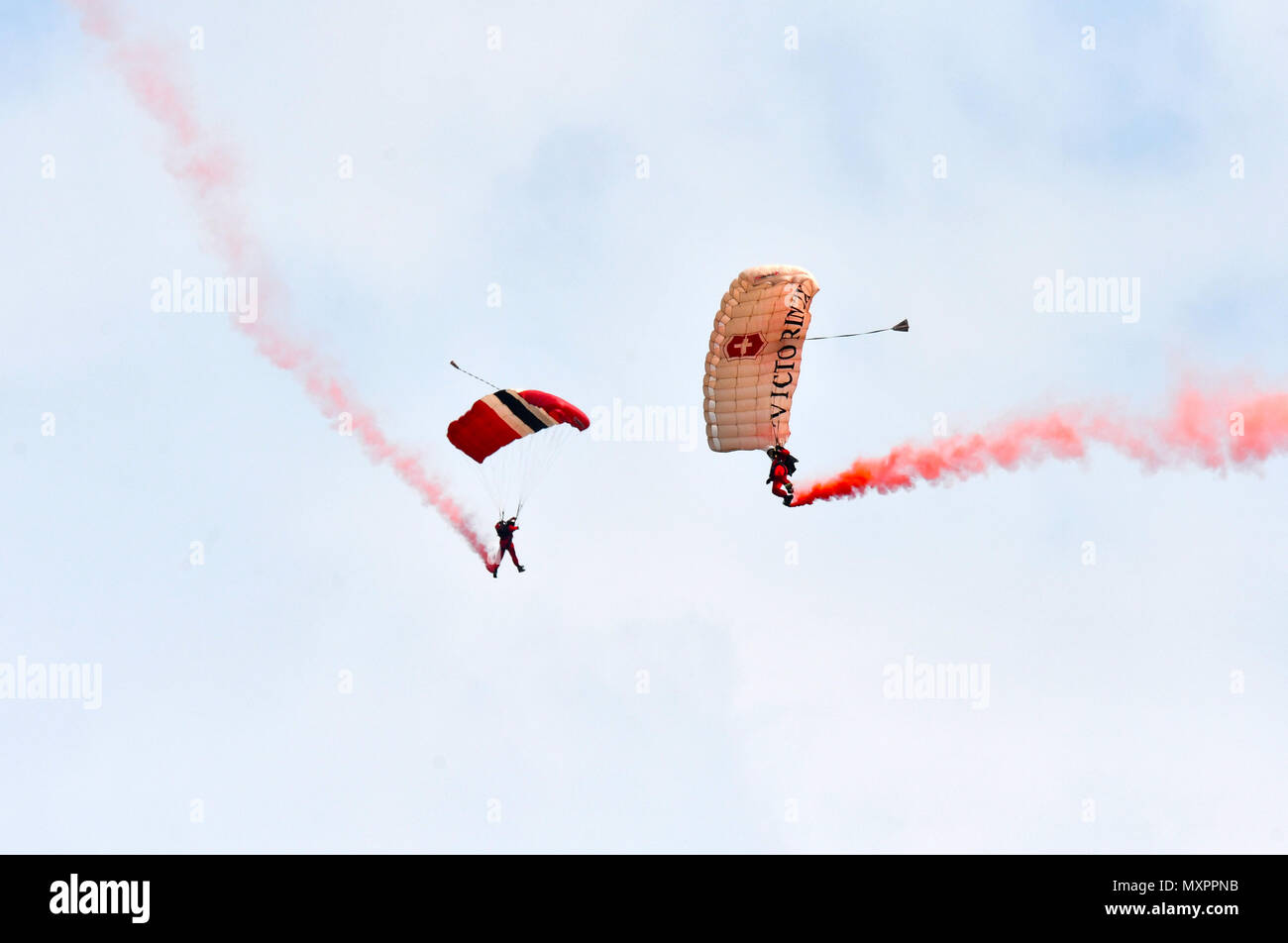 A parachute display team ahead of the days racing Stock Photo - Alamy