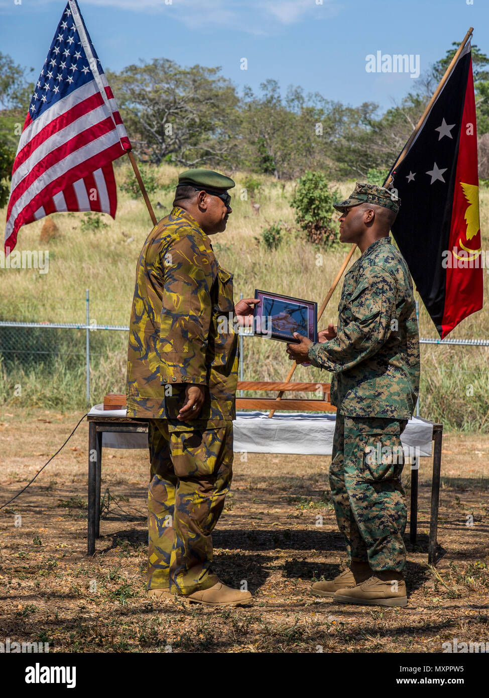 U.S. Marine Maj. David Rainey, right, the Commanding Officer of Task ...